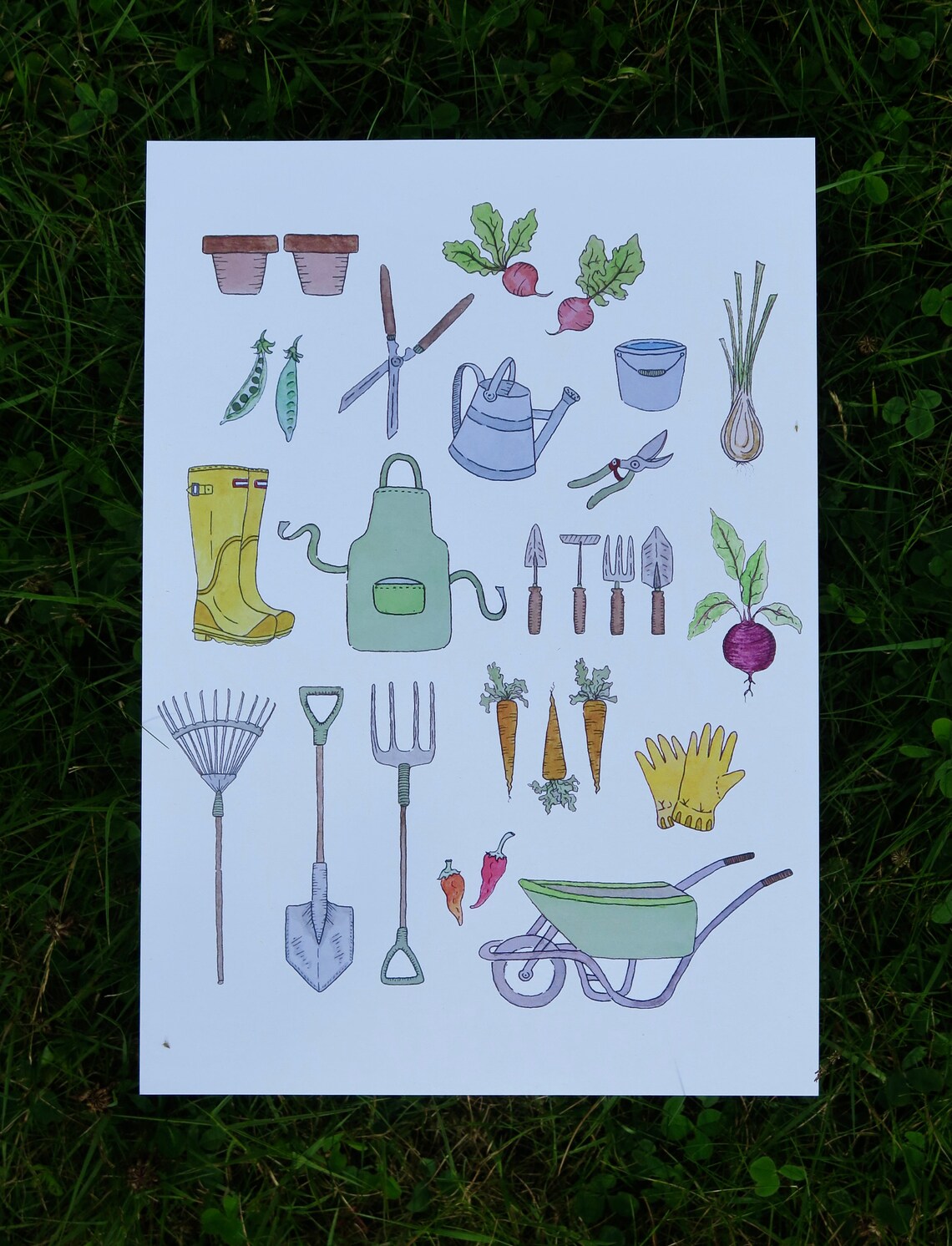 Watercolour Gardening Print A4 A4 Artist Print Garden Illustrations ...