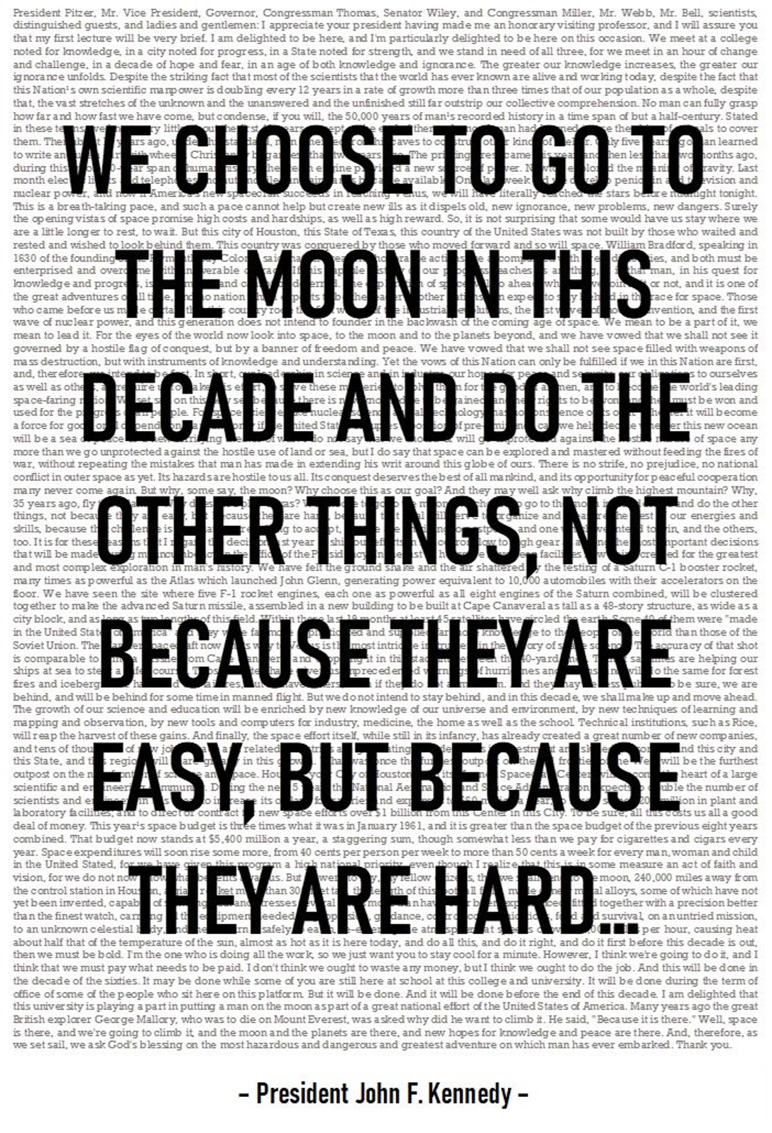 We Choose to Go to the Moon Jfk's Speech A4 / A5 Print - Etsy UK