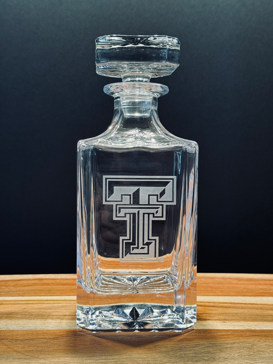 Engraved Sand Carved Texas Tech Decanter and Rocks Glasses, Red Raider ...