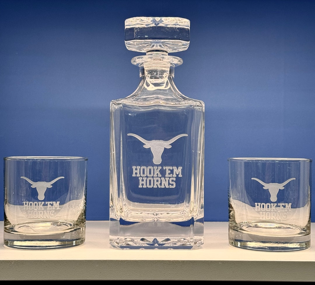 Engraved Sand Carved University of Texas Decanter and Rocks Glass Set ...