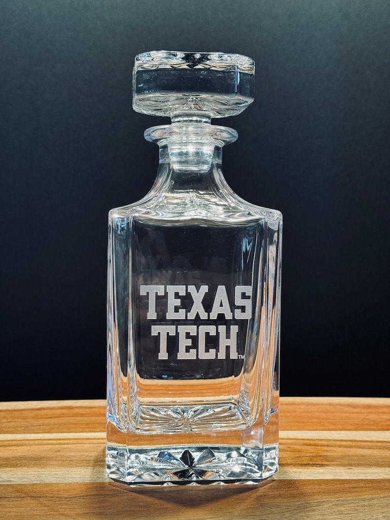 Engraved Sand Carved Texas Tech Decanter and Rocks Glasses, Red Raider ...