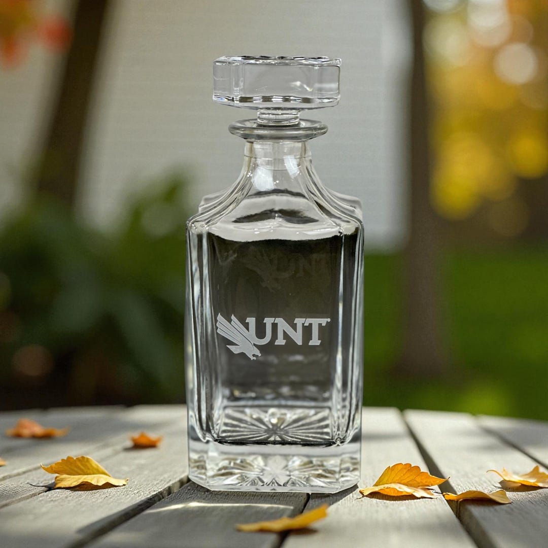 Engraved Sand Carved University of North Texas Decanter and Rocks Glass ...