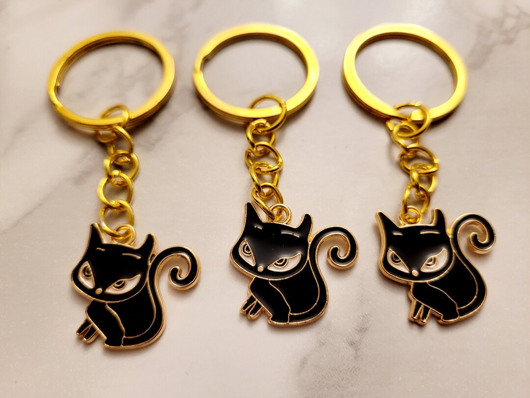 Cute Cat Keychain - Mini Kitty Keychain - Black Cat Charm - Etsy