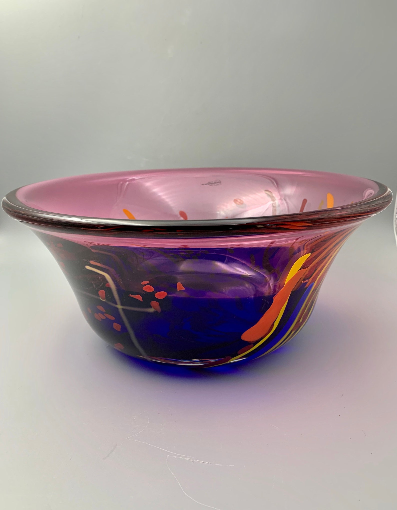 Scandinavian Glass Bowl, Studio Glass Strömbergshyttan Sweden, by Leif ...