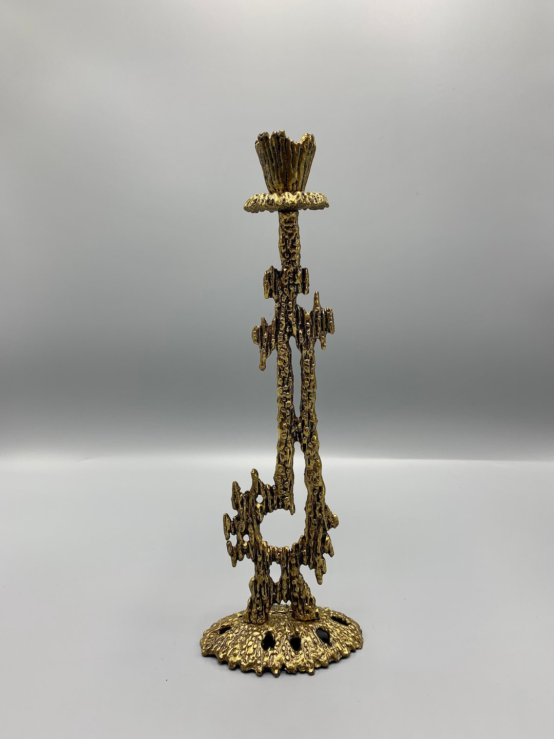 Vintage Brutalist Style Brass Candlestick, Wainberg, Israel 1960’s - Etsy