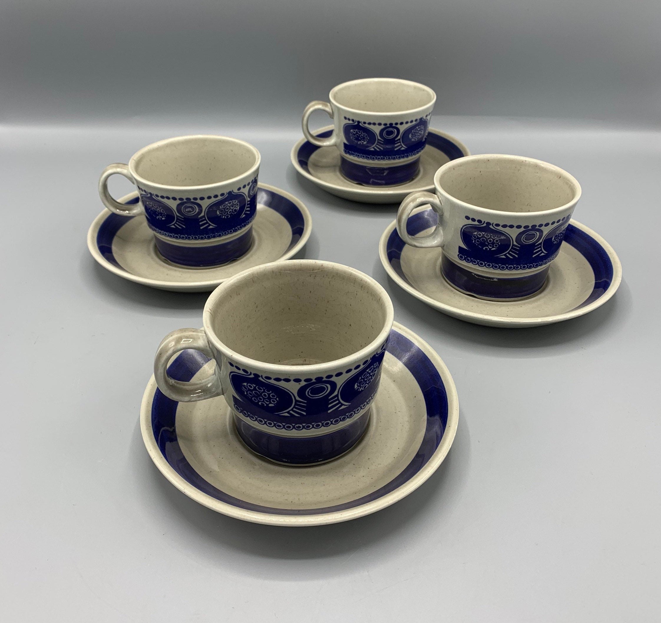 Stavangerflint ‘blue Narvik’ Stoneware Tea Cup and Saucer, Norway, 1970 ...