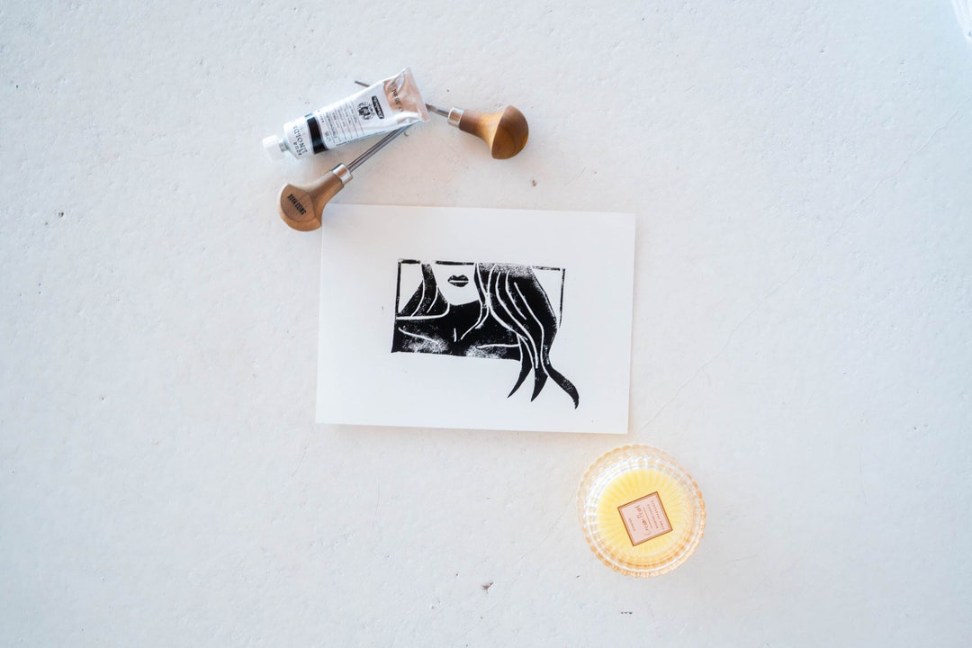 Linoleum Printing out of Frame Art Print for Hanging From Linocut - Etsy