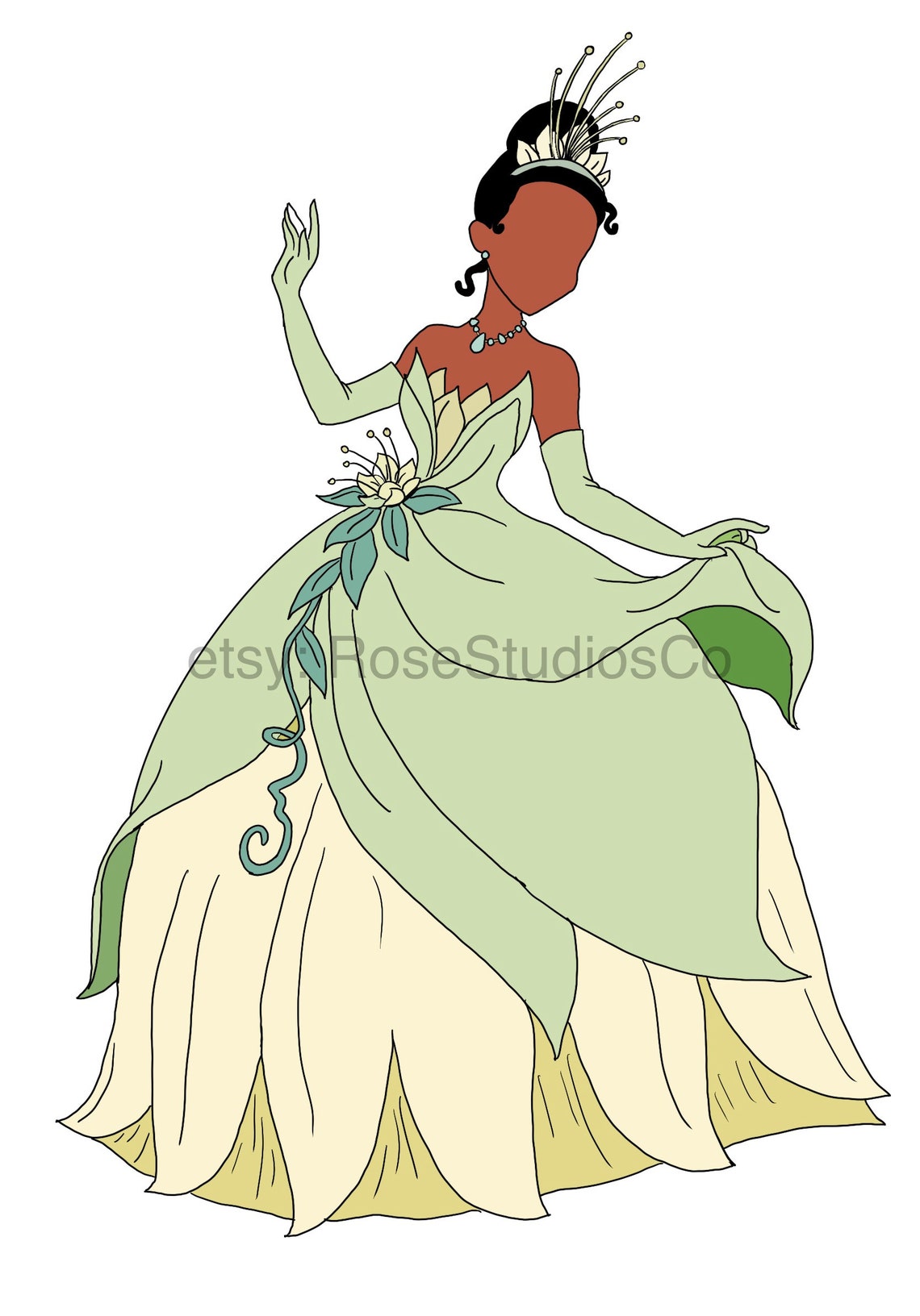Princess Tiana Sticker Green Dress | Etsy