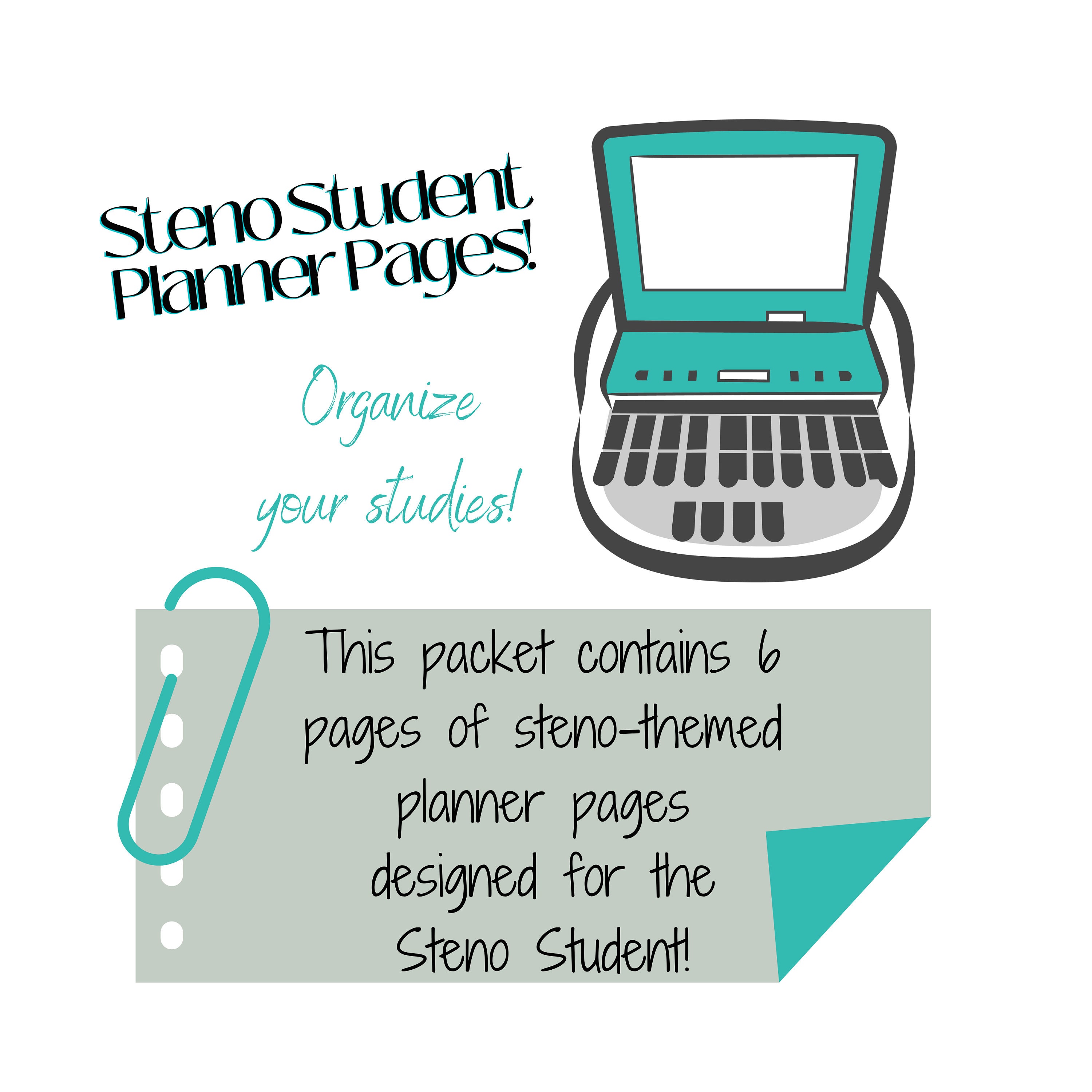 Printable Steno Student Planner Pages, Court Reporter, Captioner, Steno ...