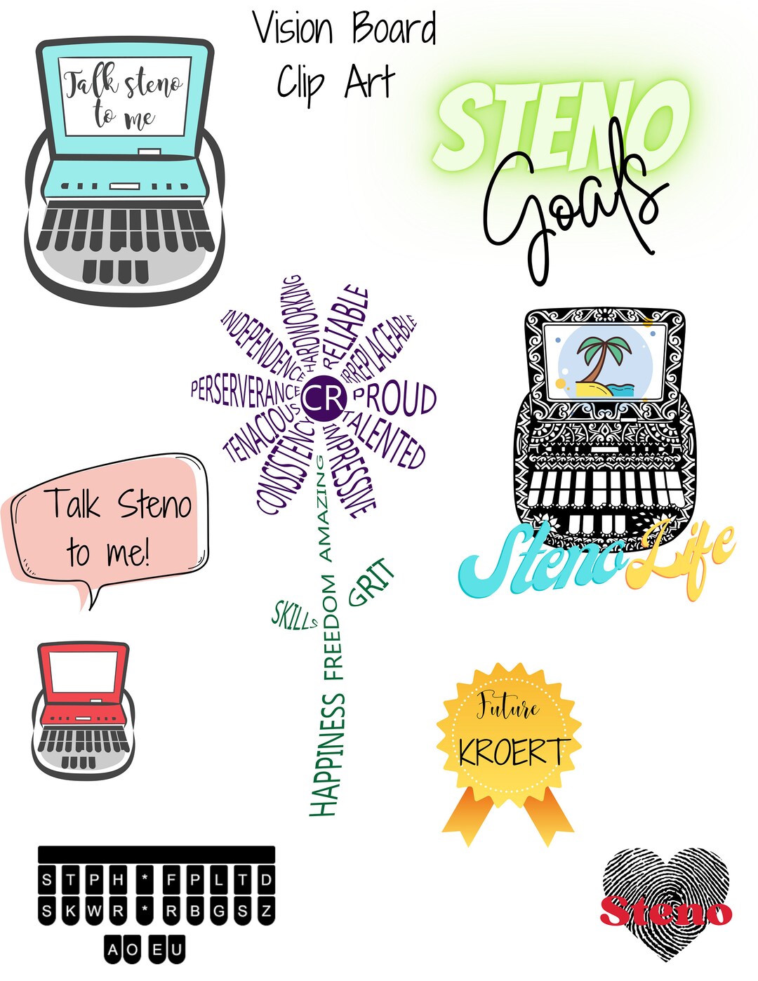 Steno Vision Board, Steno Clip Art, Steno Student, Court Reporter ...