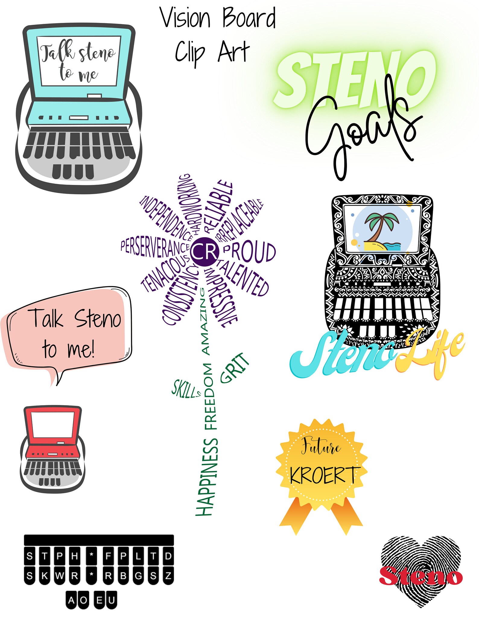 Steno Vision Board, Steno Clip Art, Steno Student, Court Reporter ...