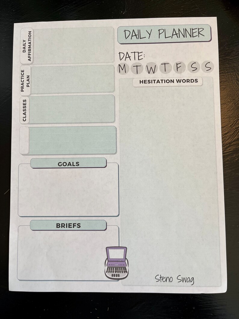 Printable Steno Student Planner Pages, Court Reporter, Captioner, Steno ...