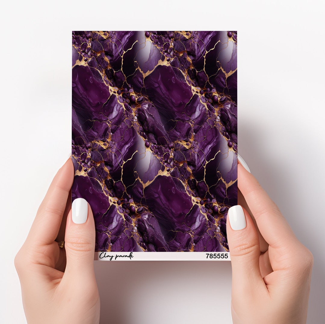 Transfer Sheet Abstract Gold Marble Watercolor Violet Marble Transfer ...