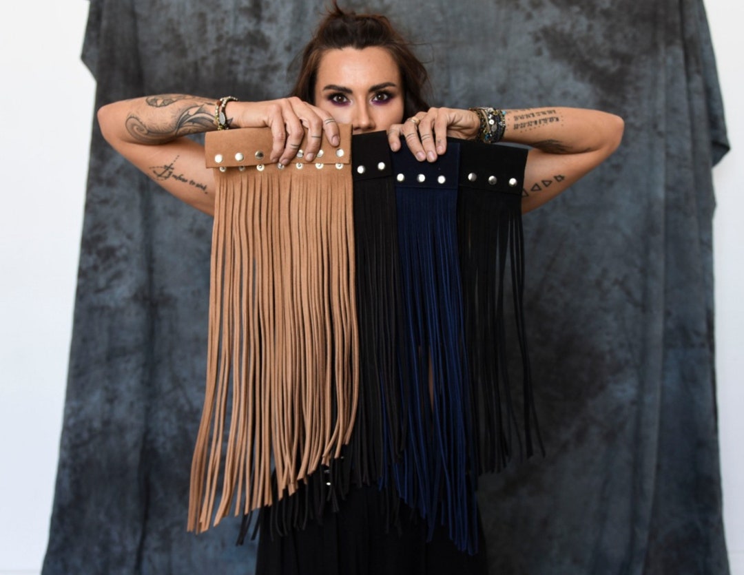 Leather Suede Fringe Belt Accessories Navy Blue, Cosplay Fringe Belt ...