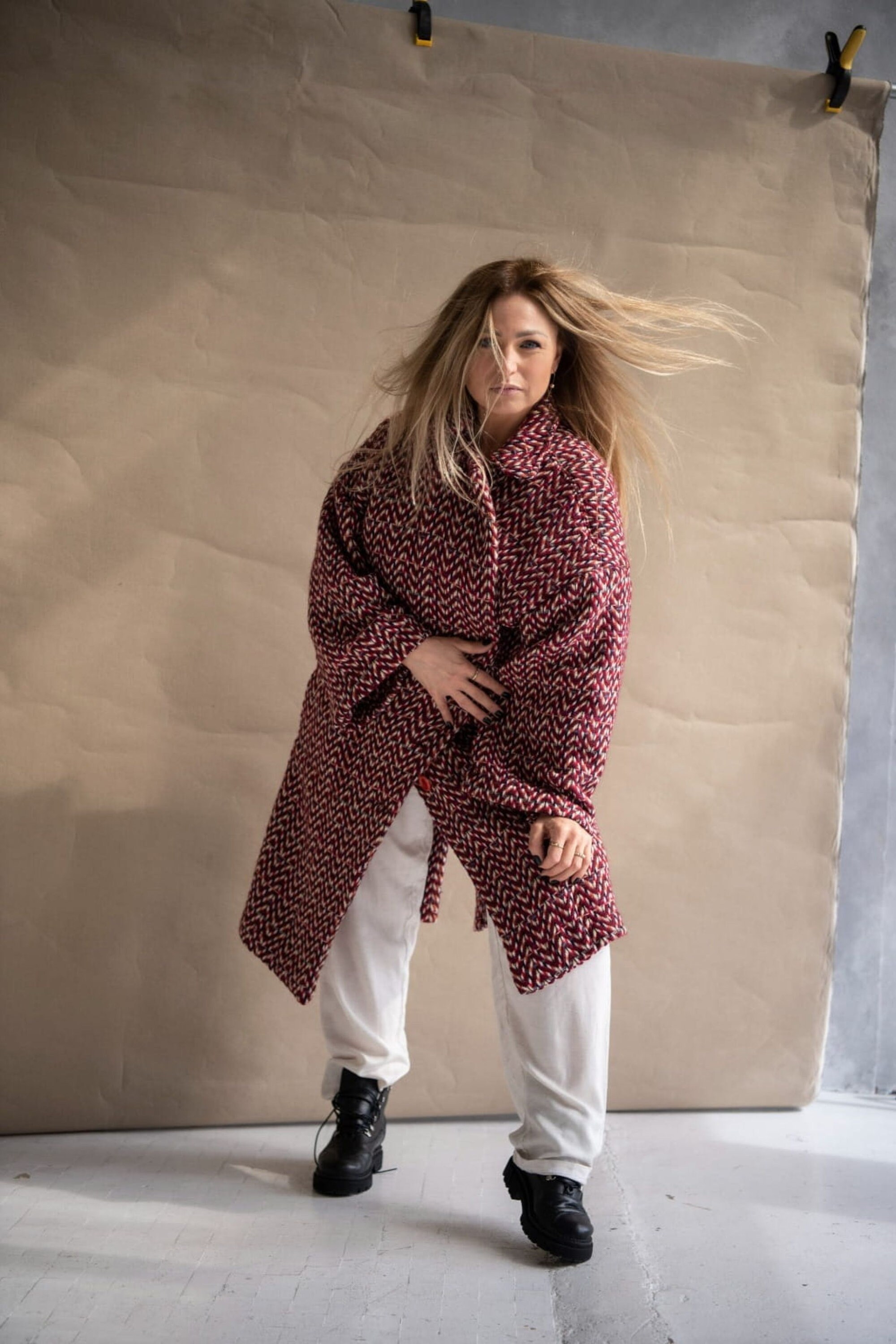 Herringbone Wool Coat Women Box Coat Unique Wool Coat Loose - Etsy