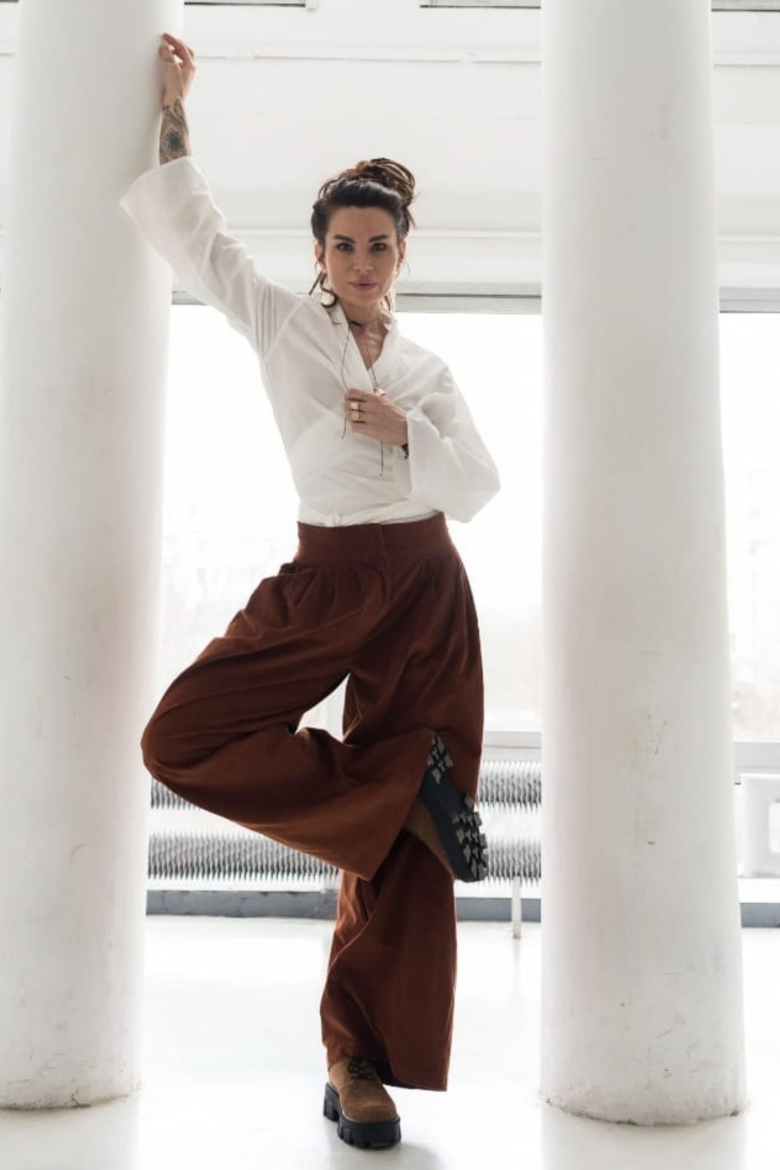 Gender Neutral Brown Corduroy Wide Leg Pants Unisex Brown - Etsy