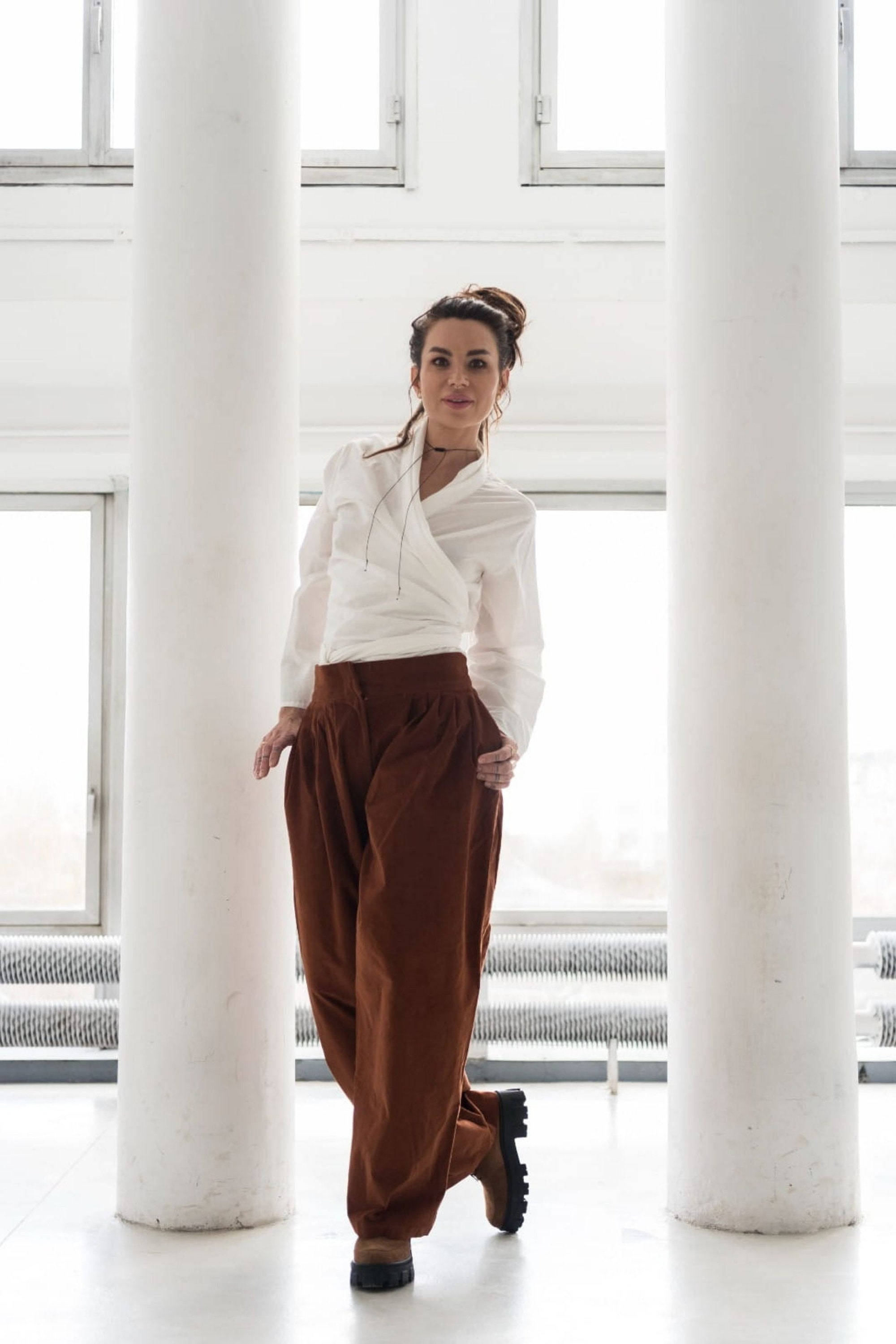 Gender Neutral Brown Corduroy Wide Leg Pants Unisex Brown - Etsy