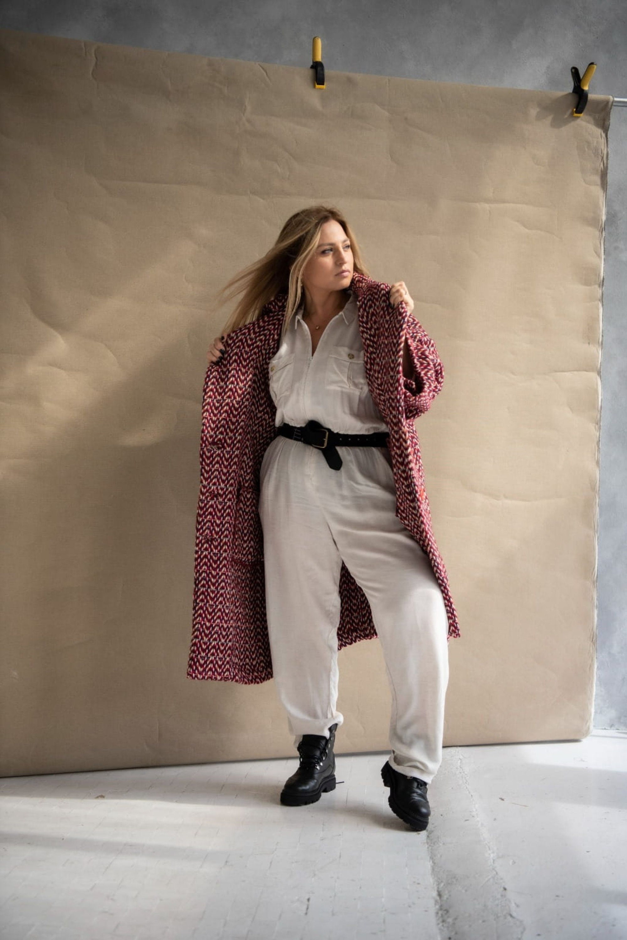 Herringbone Wool Coat Women Box Coat Unique Wool Coat Loose - Etsy