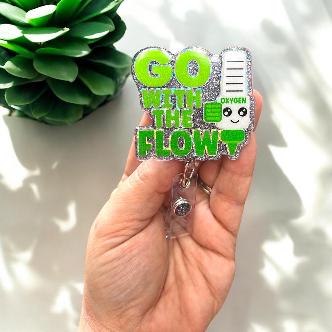 Go With the Flo Badge Reel, Respiratory Therapist ID Holder - Etsy