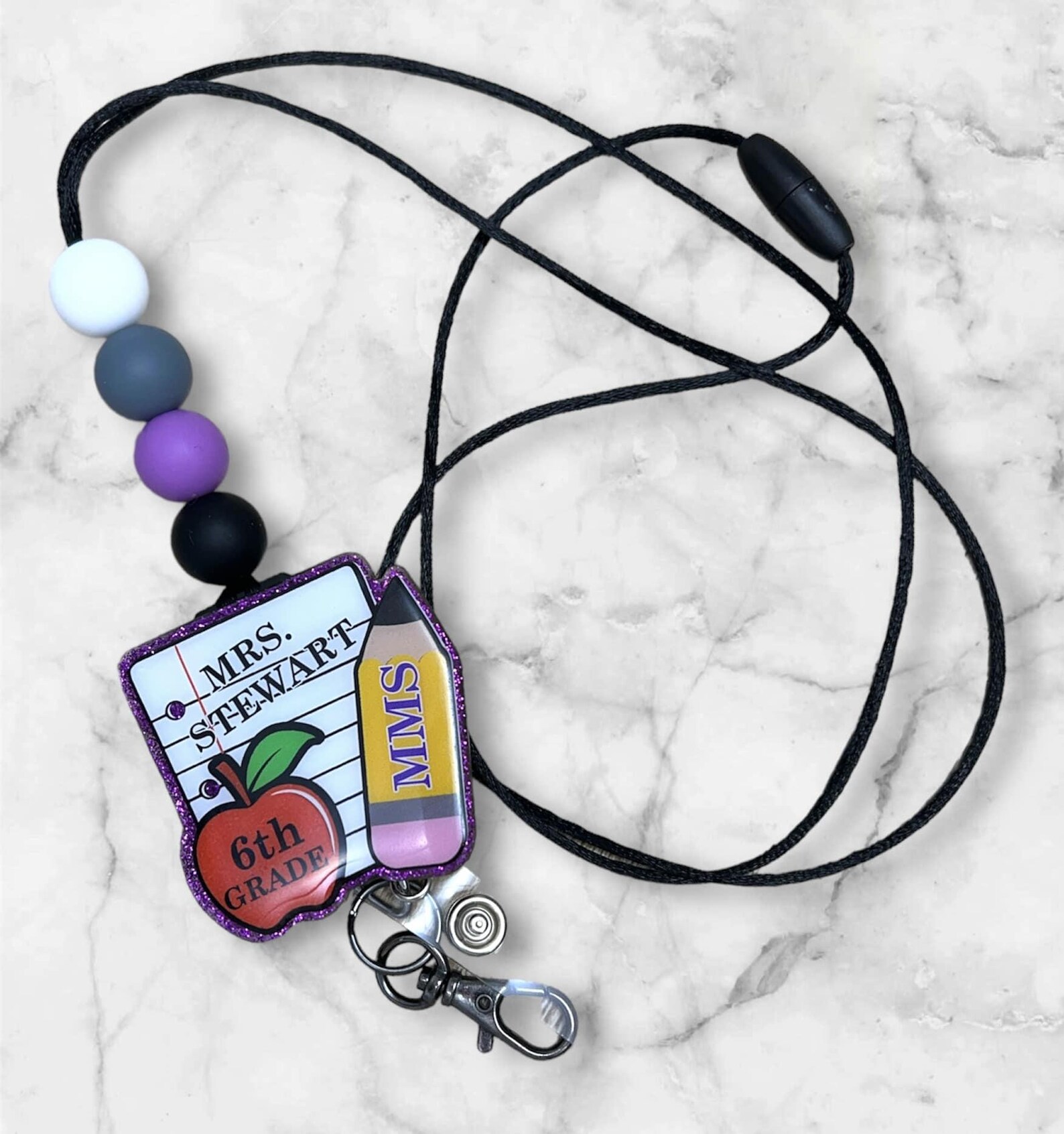 Personalized Teacher Lanyard: Notebook Paper Badge Reel, Back to School ...