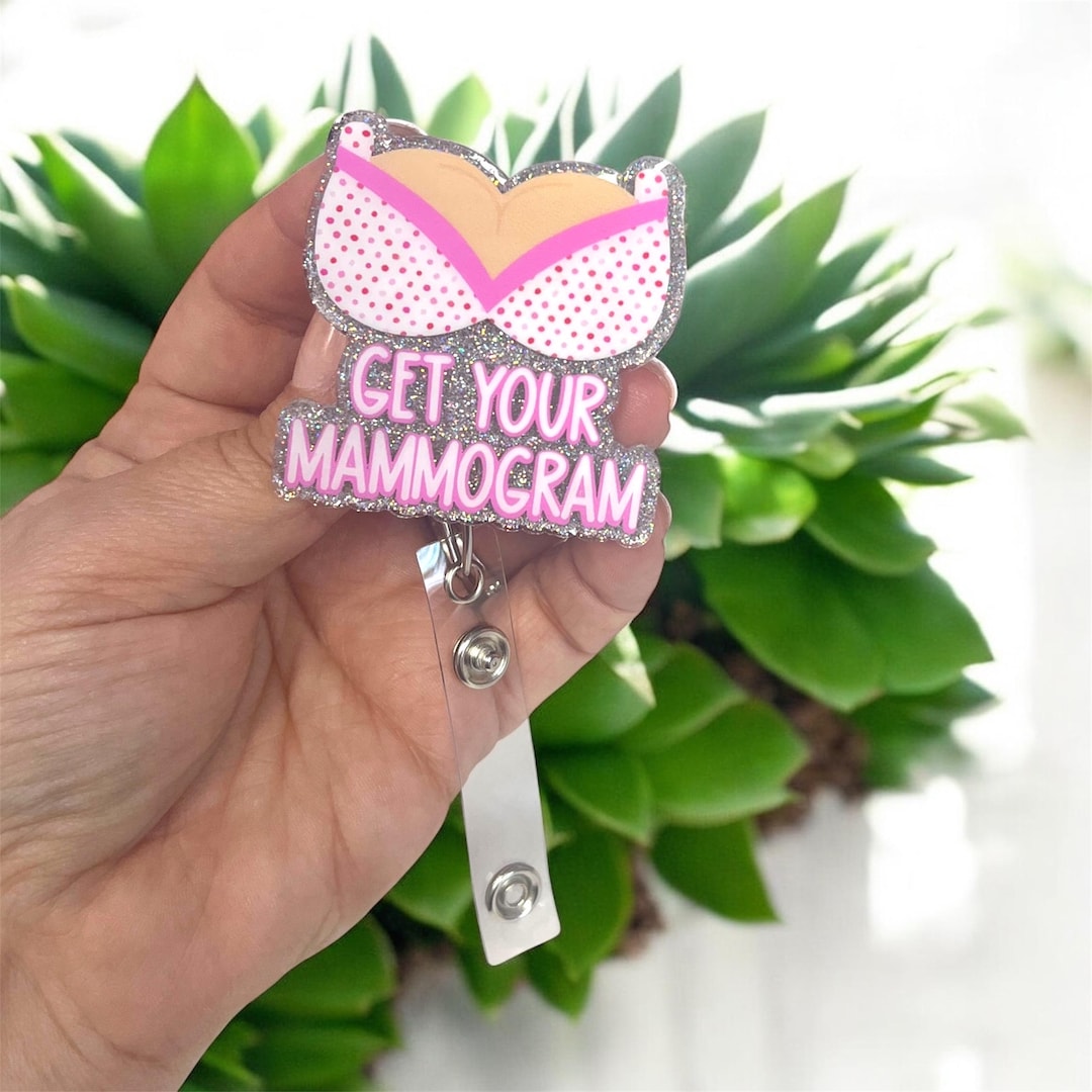 Glittered Mammogram Badge Reel: Radiology ID Holder - Etsy