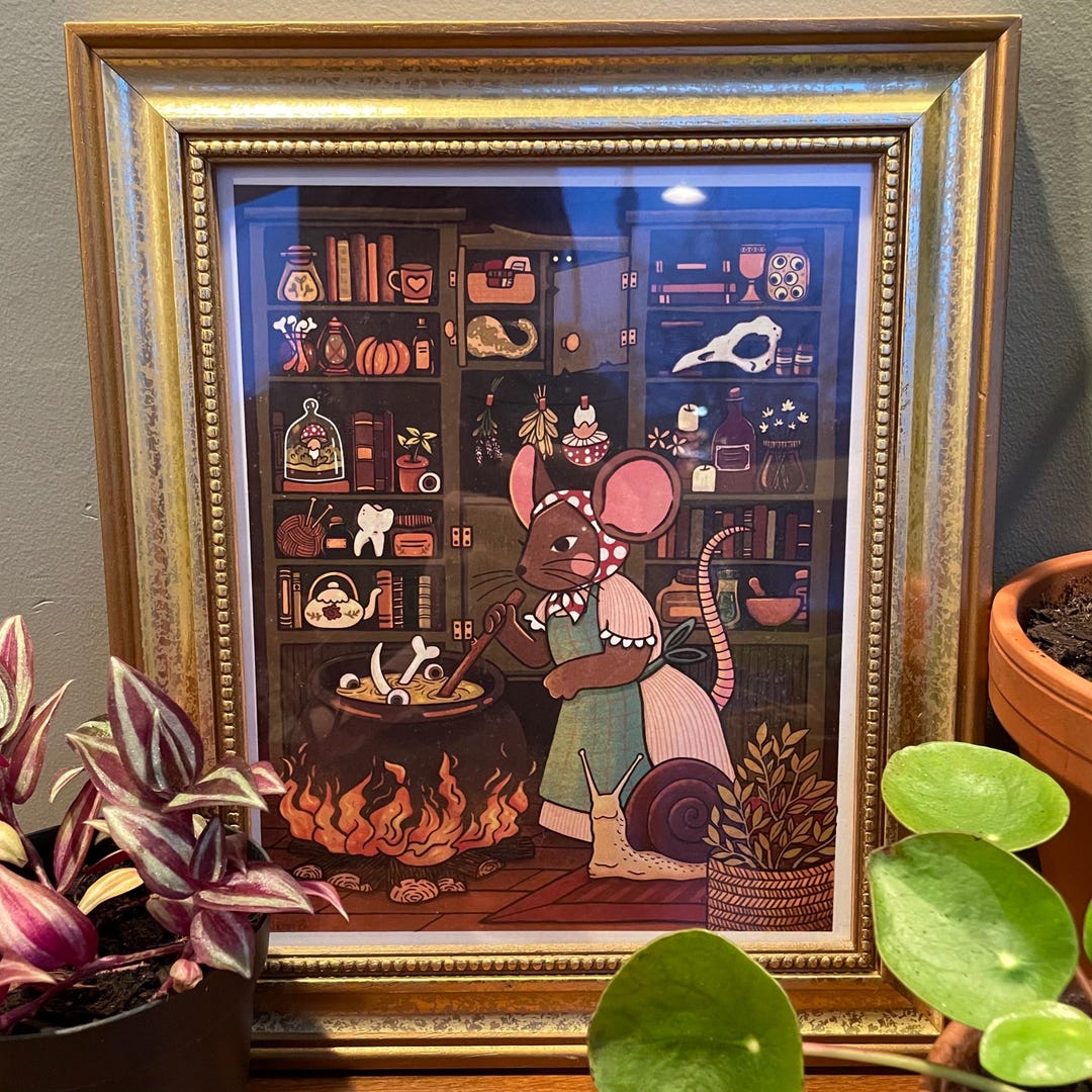 Witchy Mouse Babushka Art Print - Etsy