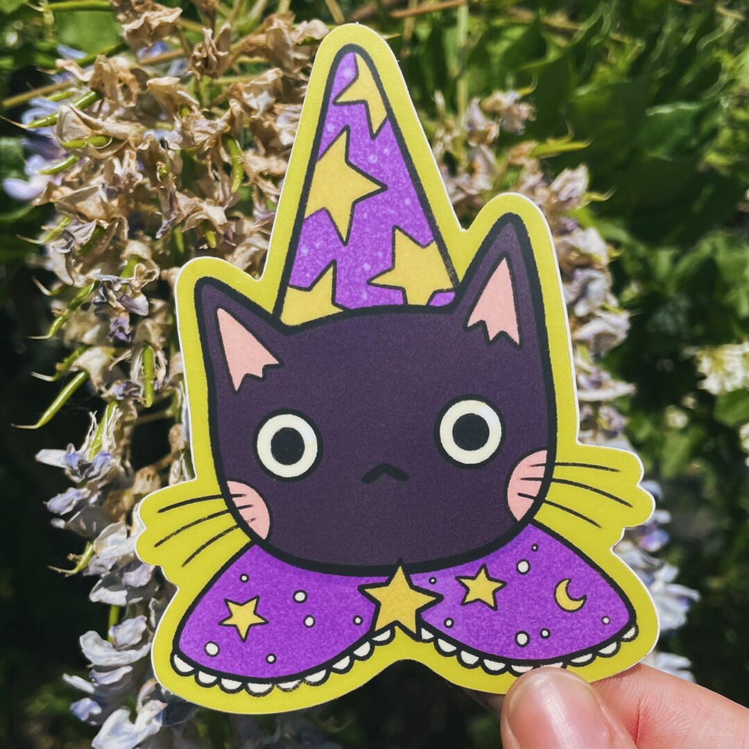 Wizard Black Cat Sticker - Etsy