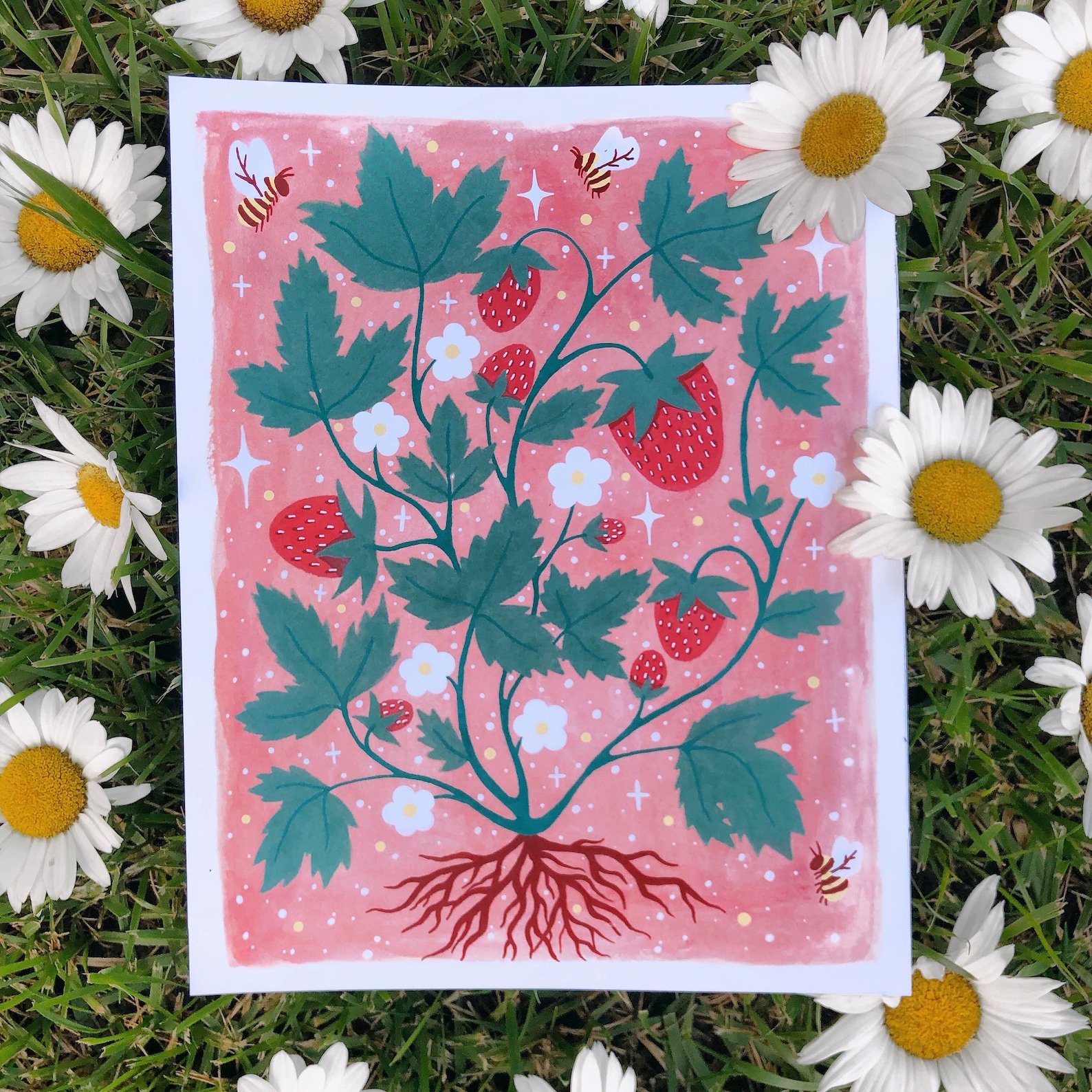 Strawberry & Bee’s Print - Etsy
