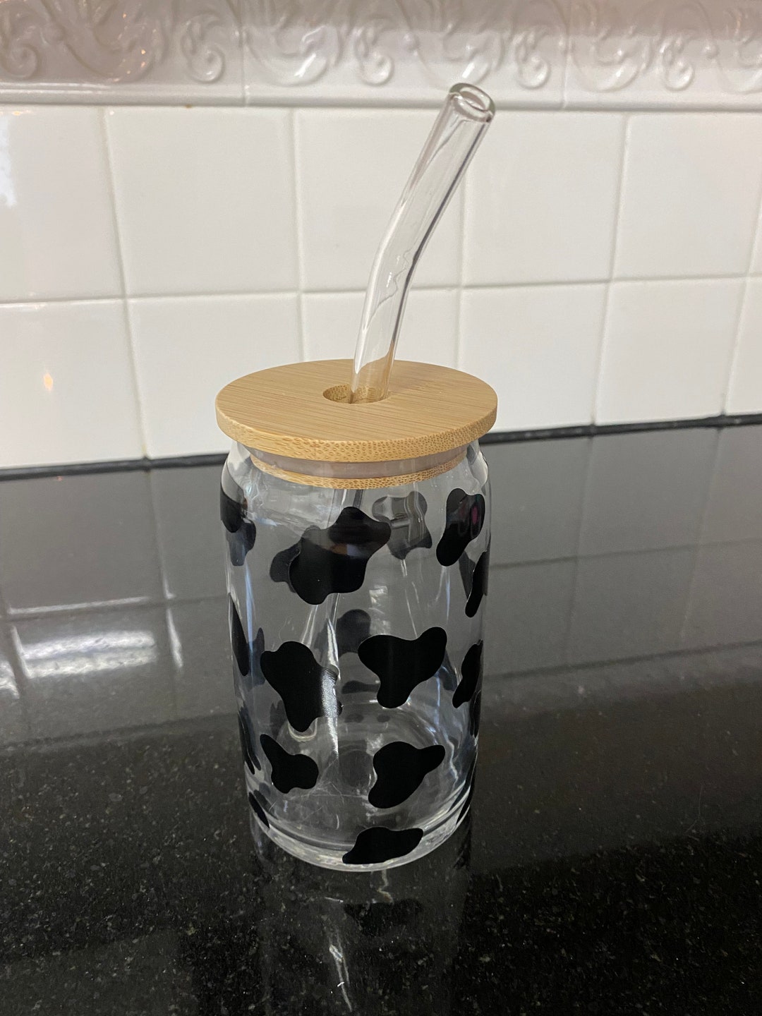 Cow Print Iced Coffee Cup Glass Cow Print Beer Can Glass Beer Can Cup ...