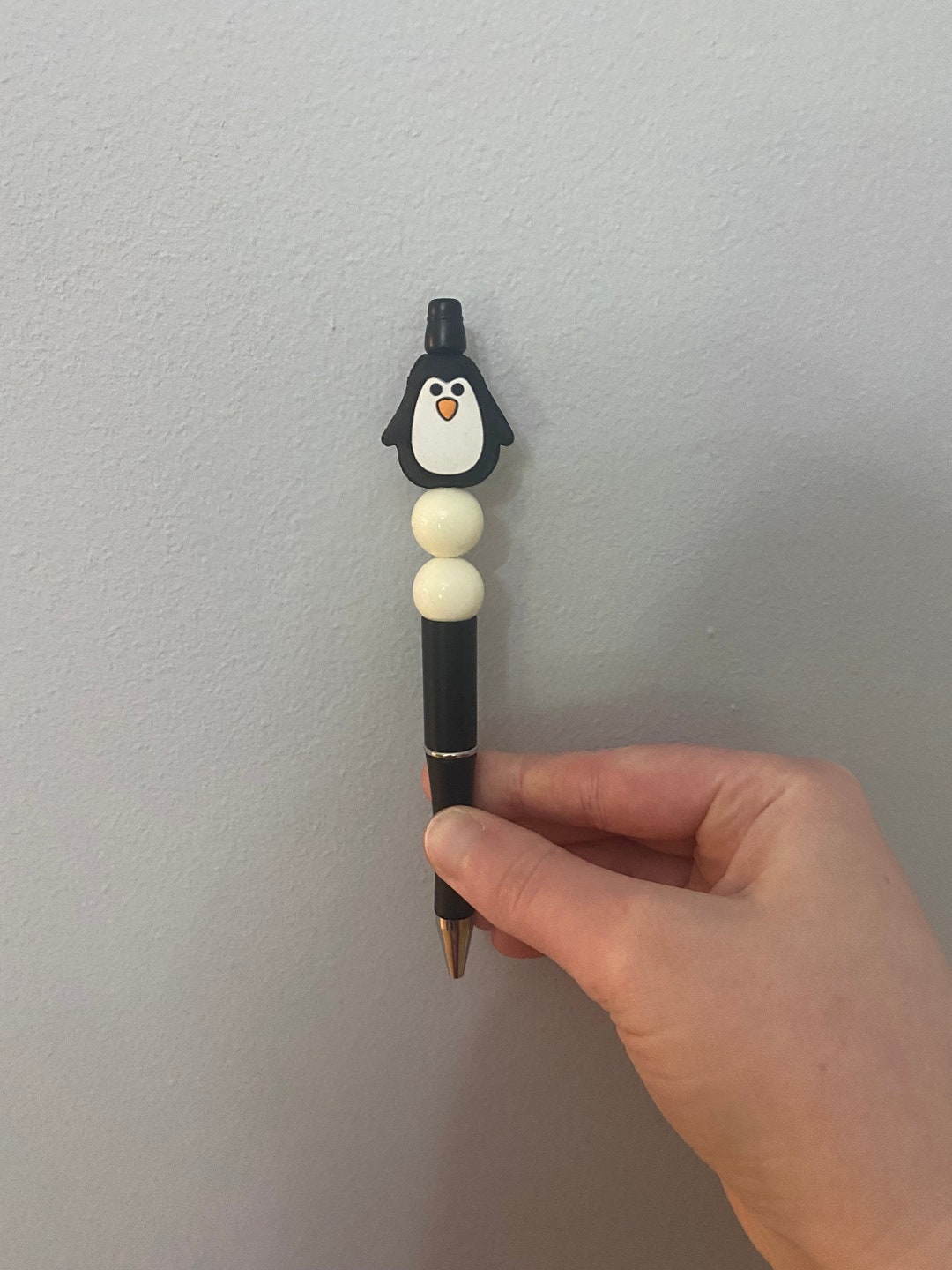 Penguin Pen Cute Penguin Beaded Pen Silicone Beaded Pen Penguin Lover ...