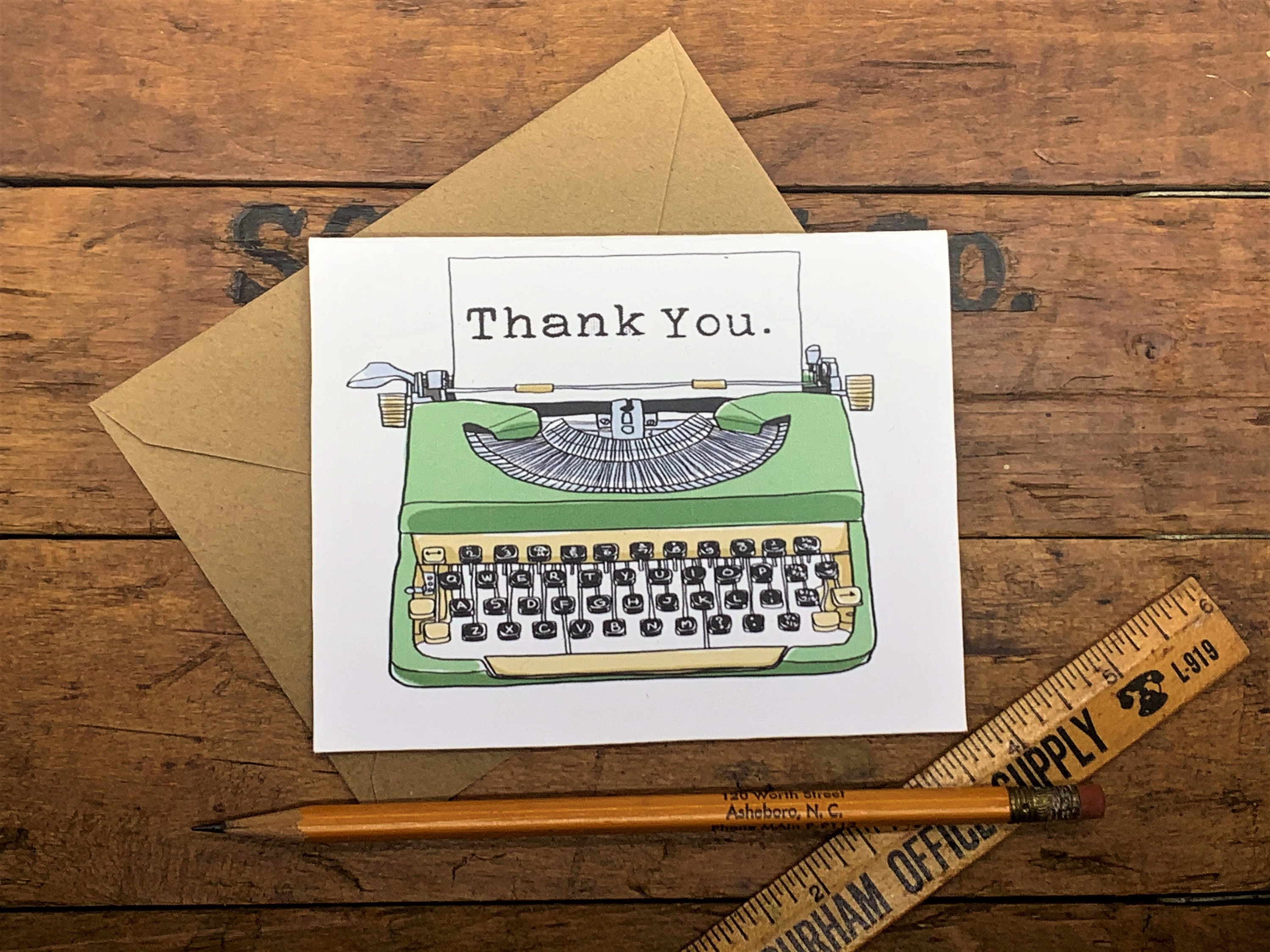 Typewriter Thank You Note Cards - Etsy UK