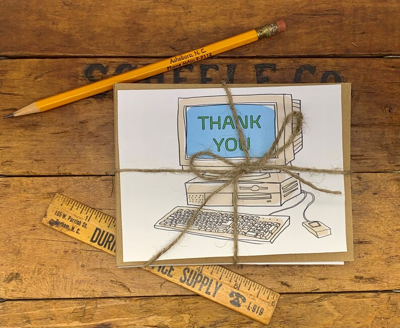Retro Computer Thank You Note Cards - Etsy