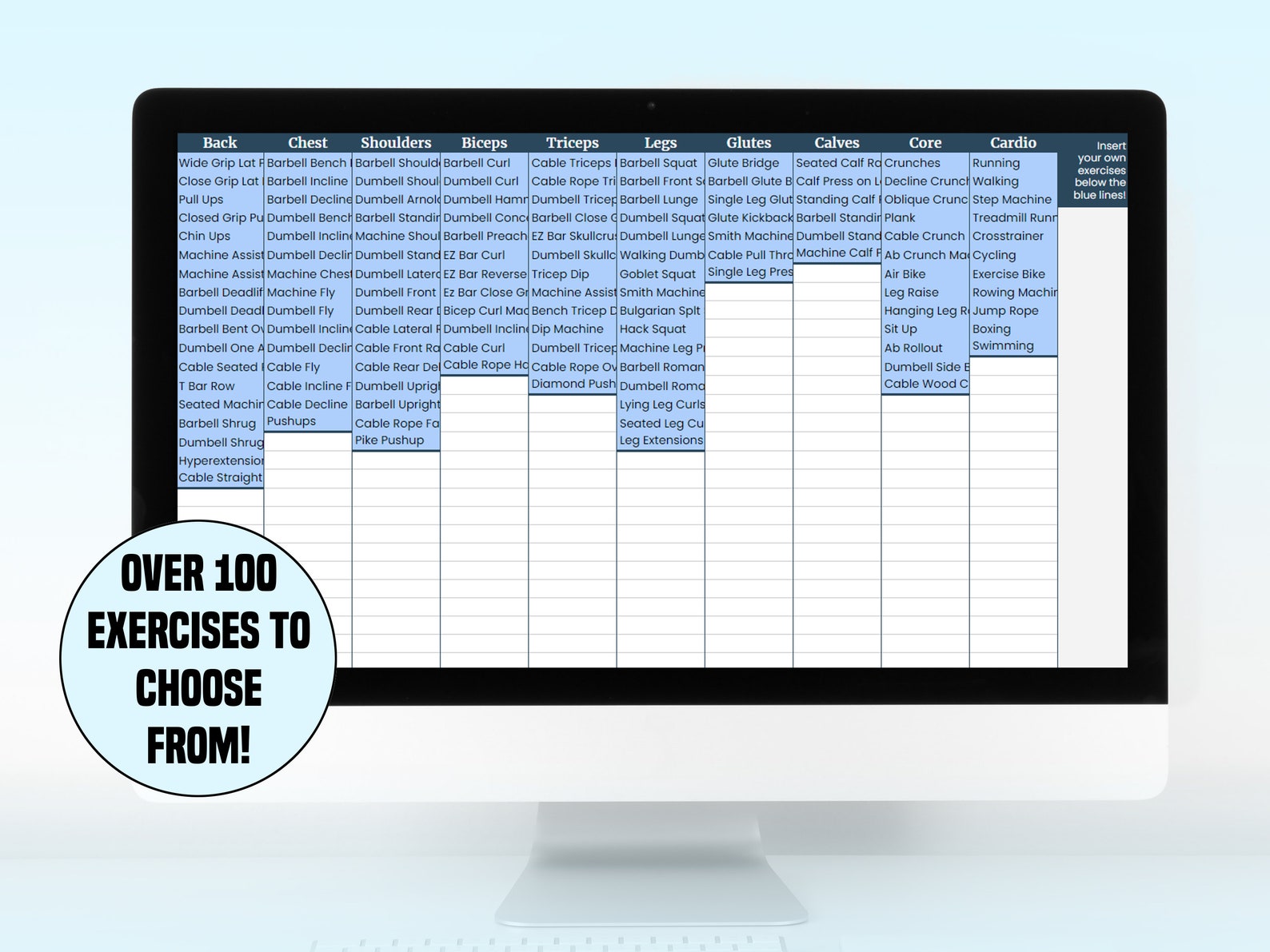Workout Planner Spreadsheet | Google Sheets Template | Personalise Your ...