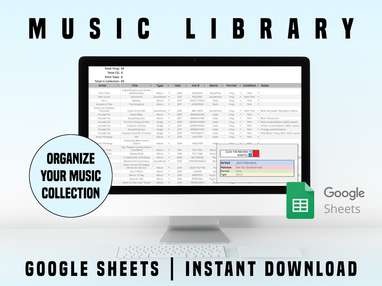 Music Collection Spreadsheet | Library for Vinyl, Tape and CD | Google ...