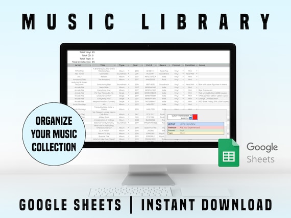 Music Collection Spreadsheet Library for Vinyl Tape and CD - Etsy