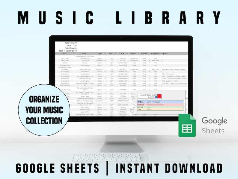 Music Collection Spreadsheet | Library for Vinyl, Tape and CD | Google ...