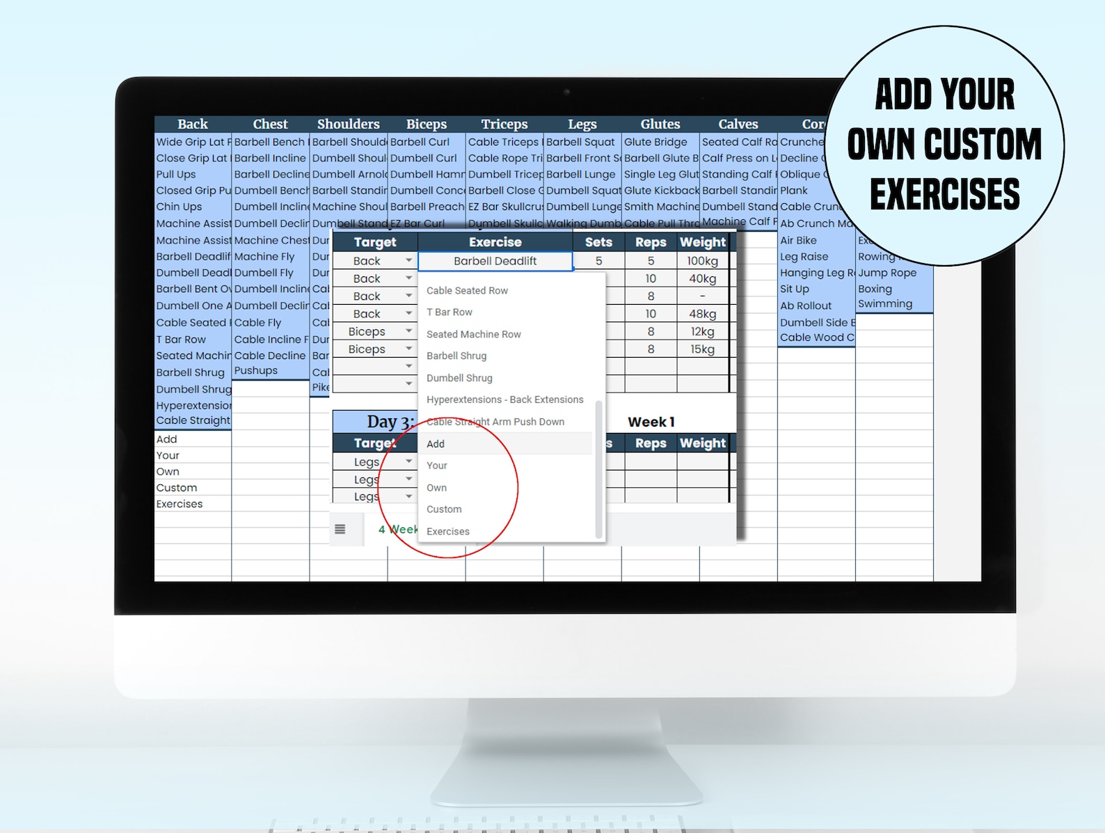 Workout Planner Spreadsheet | Google Sheets Template | Personalise Your ...