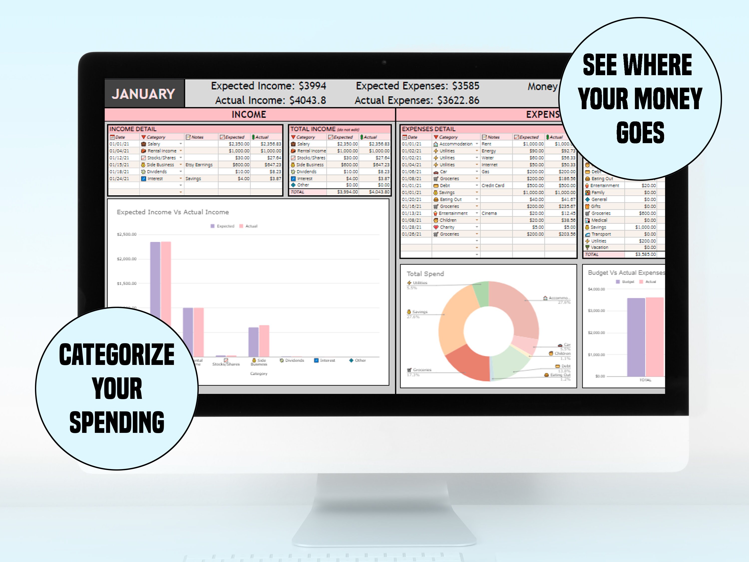 Simple Finance Tracker Spreadsheet | Monthly Budgeting Tool | Google ...