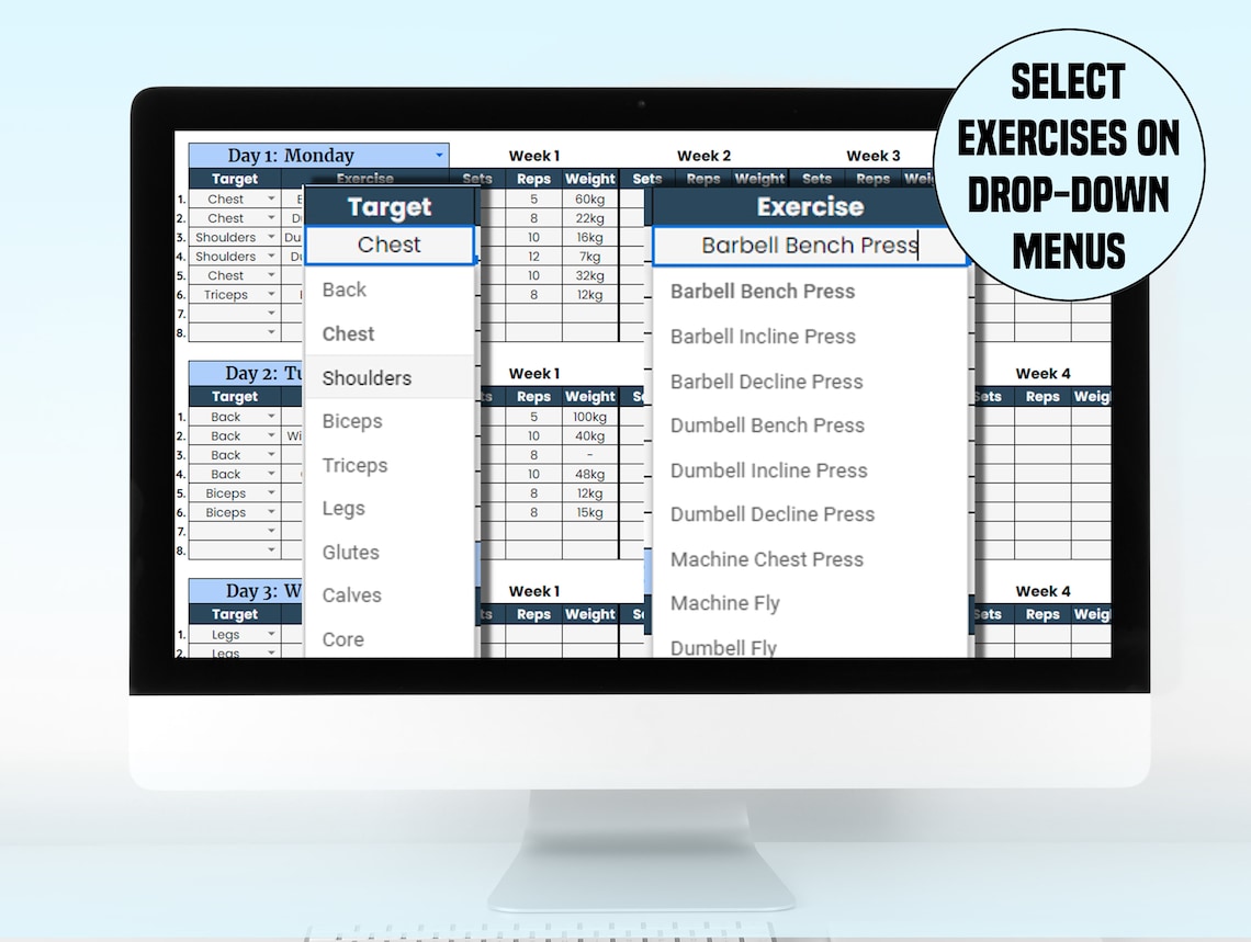 Workout Planner Spreadsheet | Google Sheets Template | Personalise Your ...