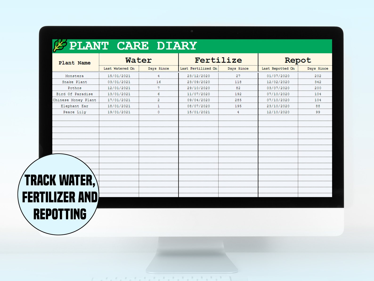 House Plant Journal Spreadsheet | Plant Care Tracker | Google Sheets ...