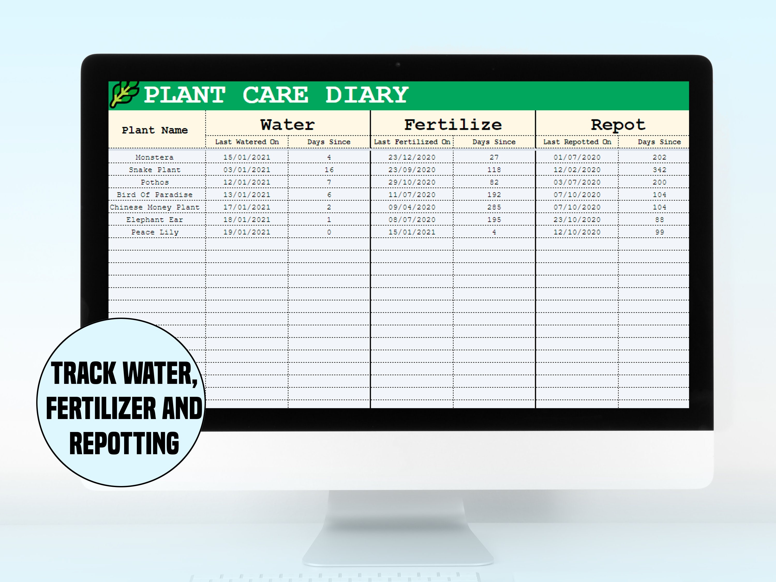 House Plant Journal Spreadsheet | Plant Care Tracker | Google Sheets ...