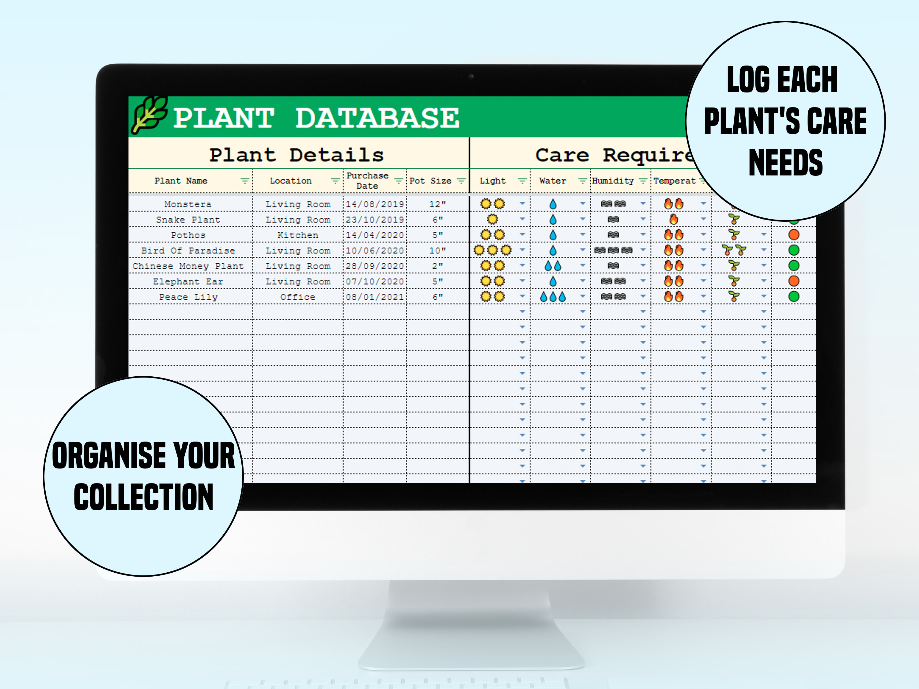 House Plant Journal Spreadsheet | Plant Care Tracker | Google Sheets ...