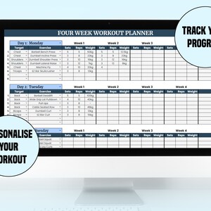 Workout Planner Spreadsheet | Google Sheets Template | Personalise Your ...
