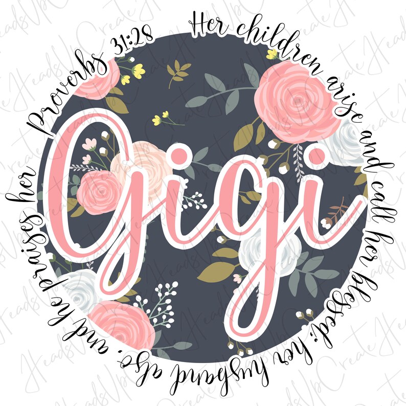 Gigi PNG, Floral Gigi PNG Instant Download, Sublimation Design - Etsy