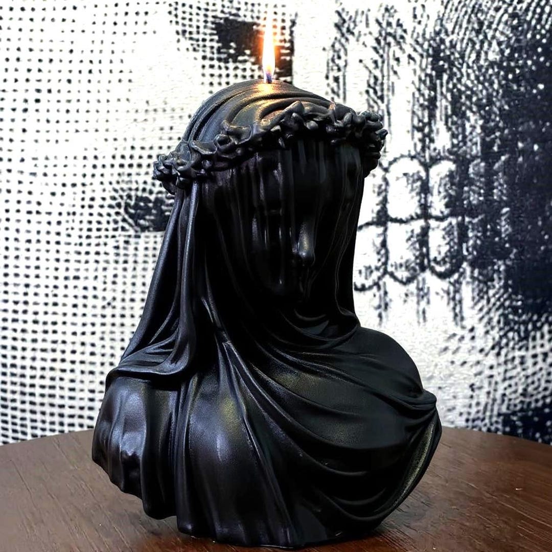 Gothic Black Candle – Handmade Mausoleum Series: Medusa, Veiled Lady ...