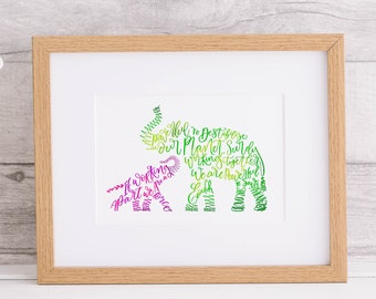 Elephant Word Art - Etsy UK