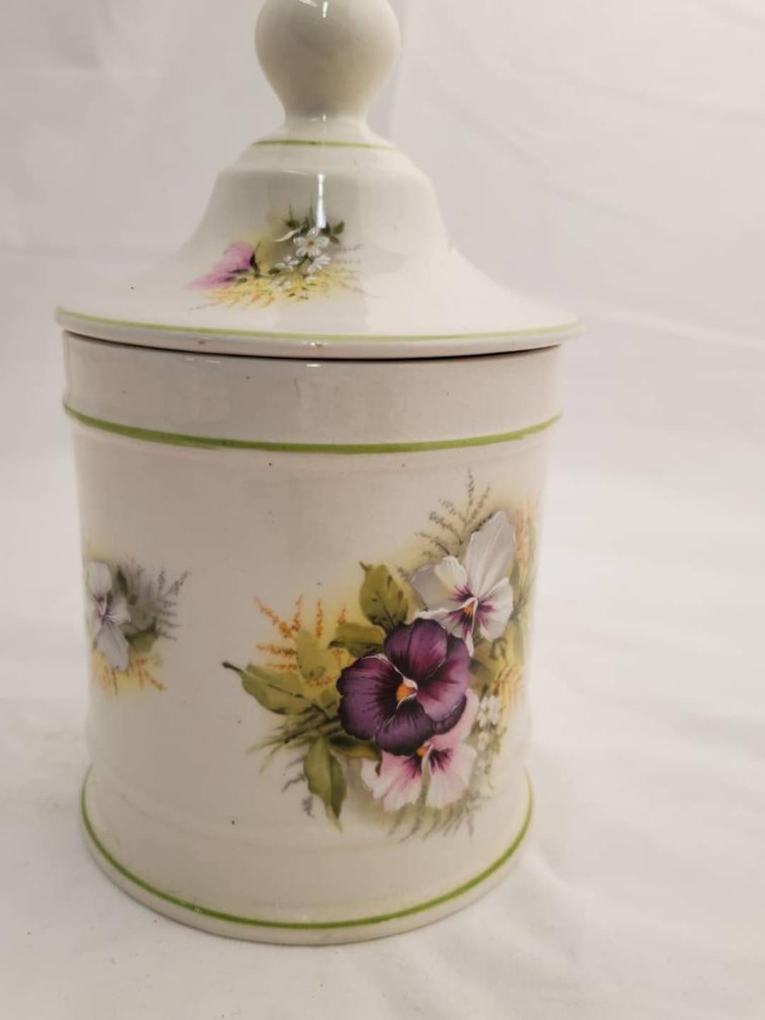 Vintage James Kent Old Foley Ceramic Lidded Jar With Flower Designs ...