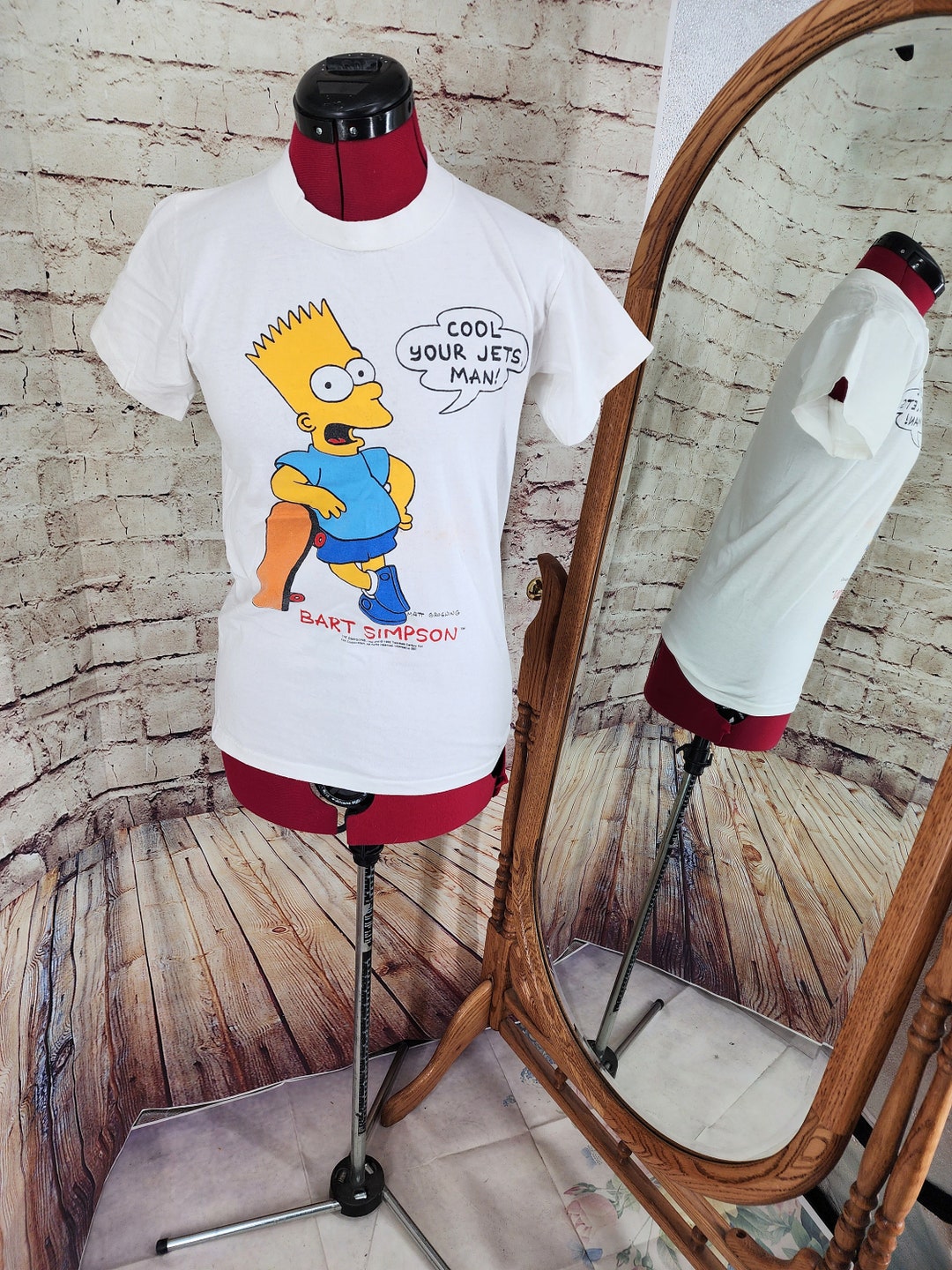 Bart Simpsons 1990 Graphic Tee, Mat Groening, Cool Your Jets Man Size ...