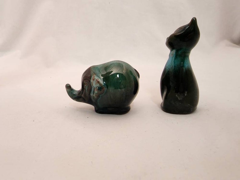Mini Blue Mountain Pottery Cat and Elephant. - Etsy