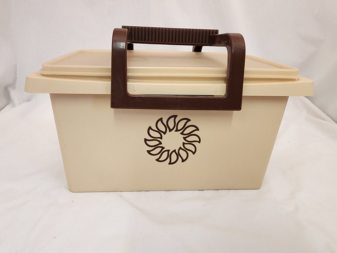 Vintage Almond Color Tupperware Carry All, Storage Container, With ...